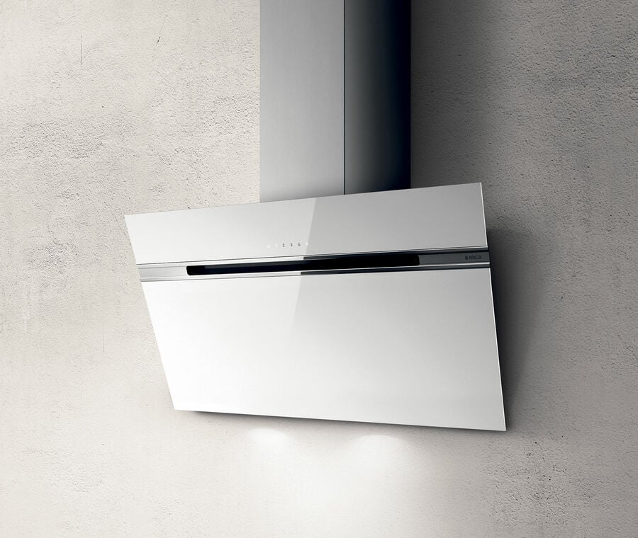 Elica Ascent 90cm Angled Extractor Hood in White Glass - ASCENT-WH-90