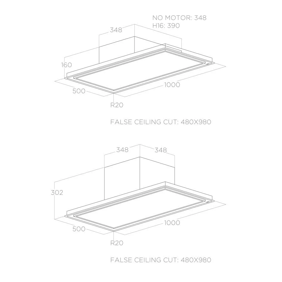 Elica Skydome Plus H30 100cm Ceiling Extractor Hood - KDH Electrical