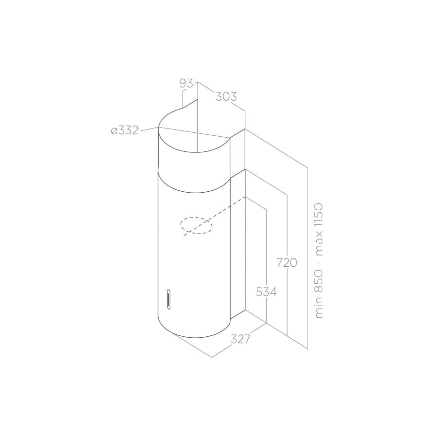 Elica Stone 33cm Wall Extractor Hood in Stainless Steel - STONE